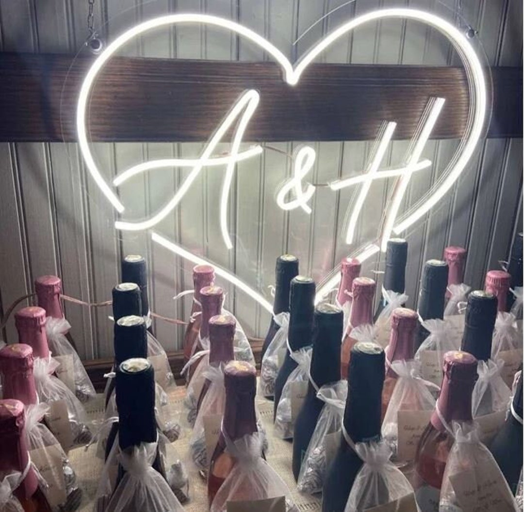 Heart Shape Neon Sign Initials, Wedding Neon Sign for Decoration ...