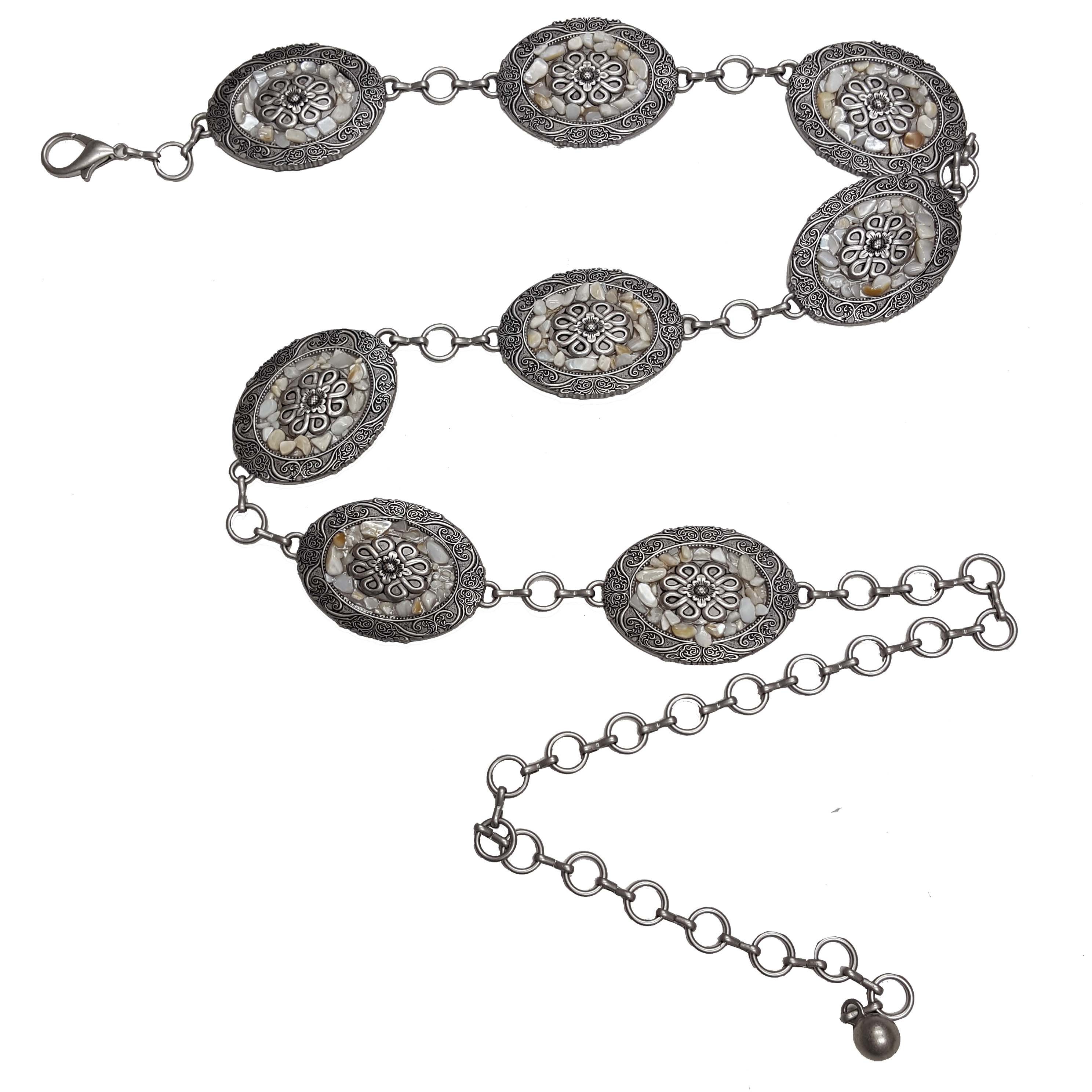 Western Oval Concho Chain Belt With Chip Stones - Etsy