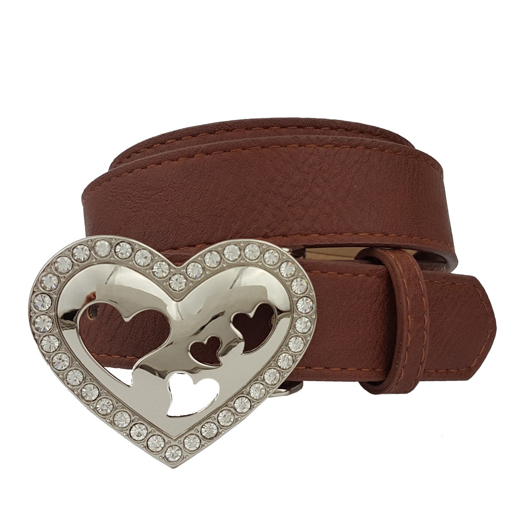 Heart Shape Buckle Belt With Rhinestones - Etsy