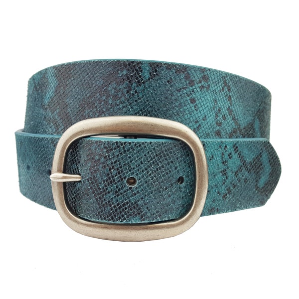 Teal Leather Belt - Etsy