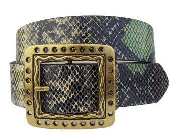 Genuine Leather Belt in Multi-color Python Print - Etsy