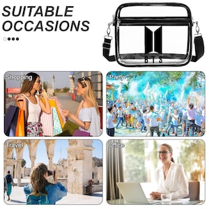 BTS Clear Bag Stadium Bag Clear Crossbody Handbag With Adjustable Strap ...