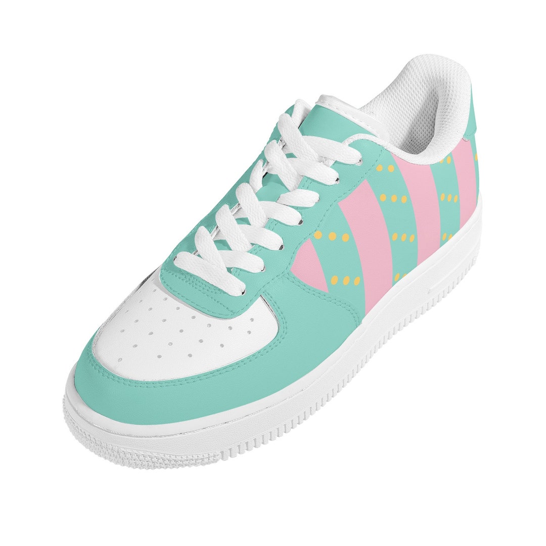 Pink and Green Women's New Design Low Top Leather Shoes - Etsy