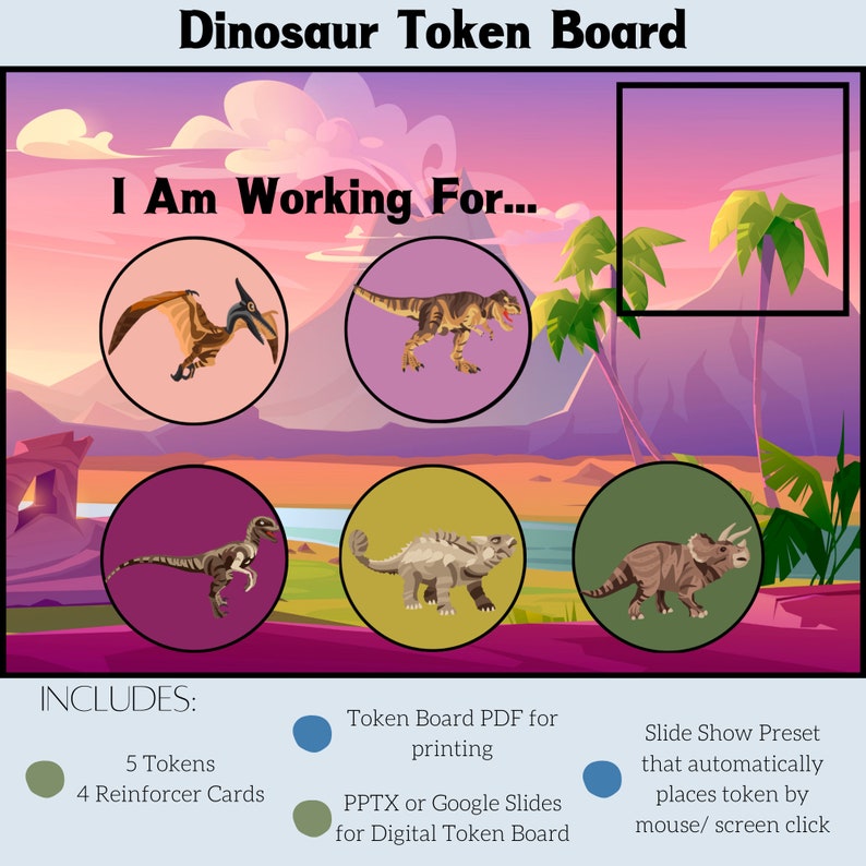 Dinosaur Token Board ABA Token Board Token Economy - Etsy