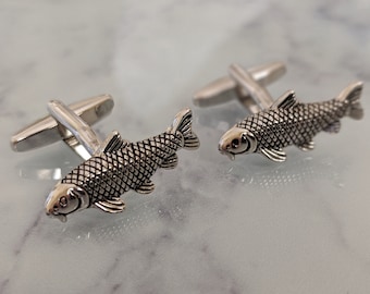 Trout Cufflinks. Antiqued Pewter and Silver Fish Cufflinks - Etsy