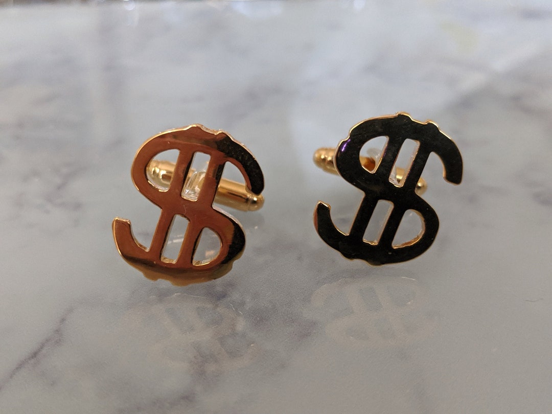 Gold Toned Dollar Sign Cufflinks - Etsy