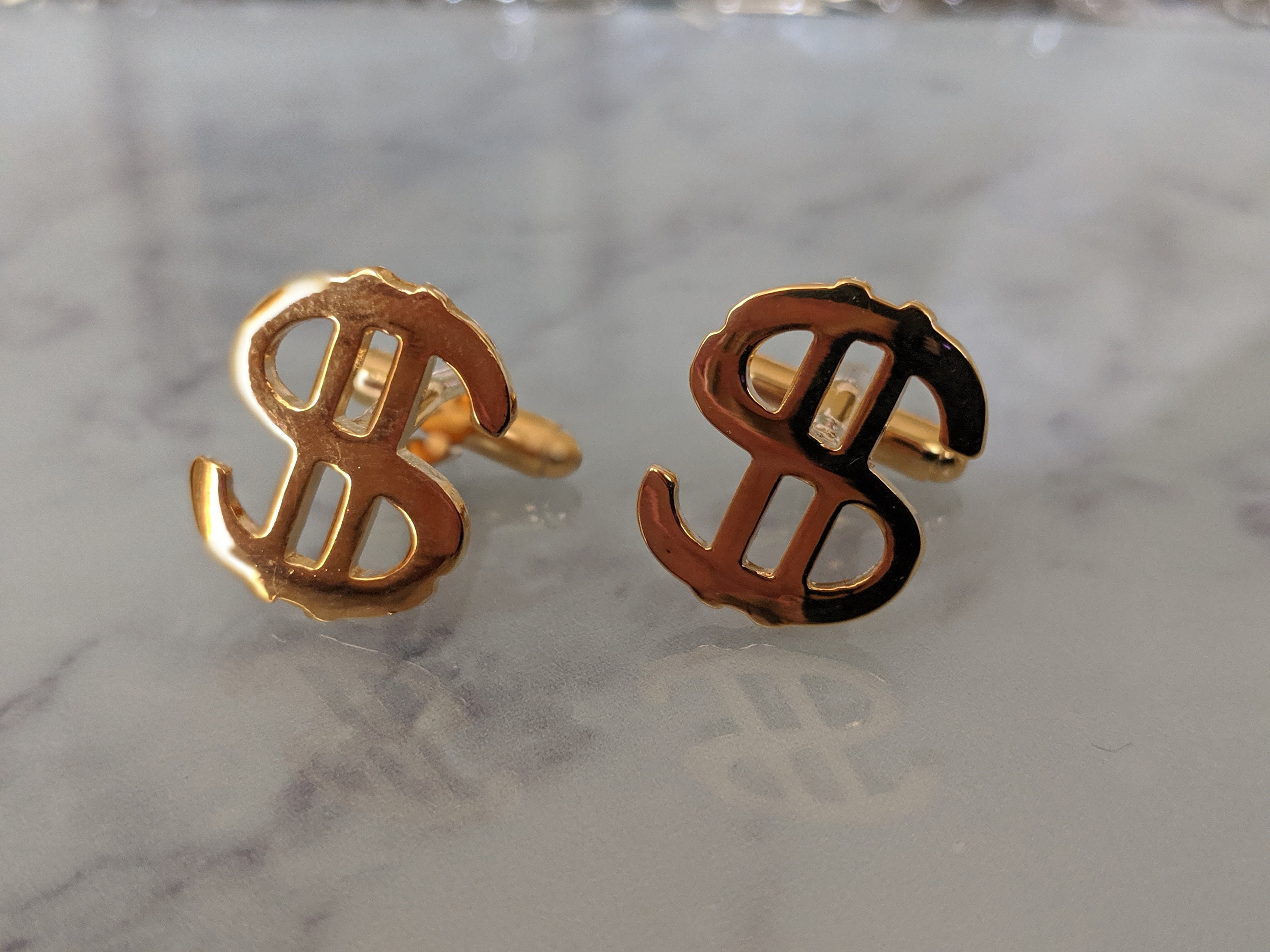 Gold Toned Dollar Sign Cufflinks - Etsy