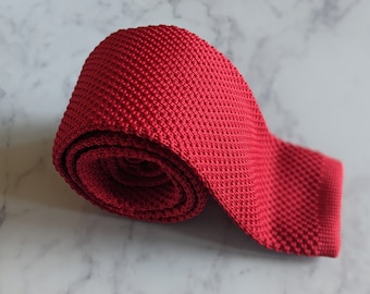 Silk Knit Tie Burgundy Red Pointed Silk Knitted Tie, Silk Tie Man - Etsy UK