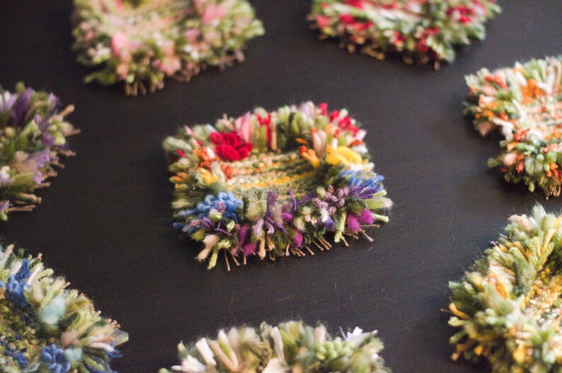 Woven Rainbow Flower Garden Drink Coaster Fairy Garden Desktop ...