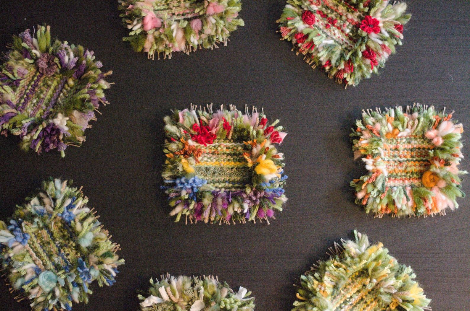 Woven Blue Flower Garden Drink Coaster Fairy Garden Desktop Cottagecore ...