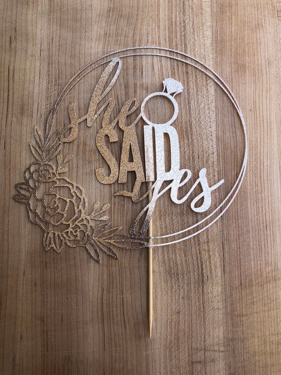 She Said Yes Cake Topper - Etsy