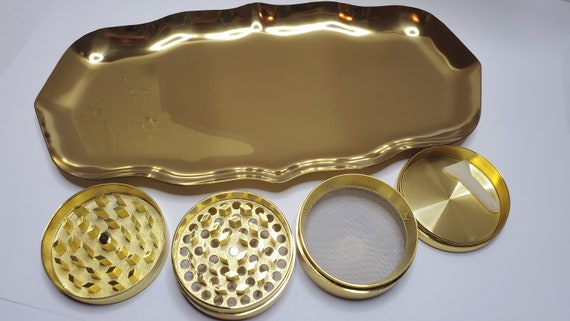 Golden Tray & Grinder | Etsy