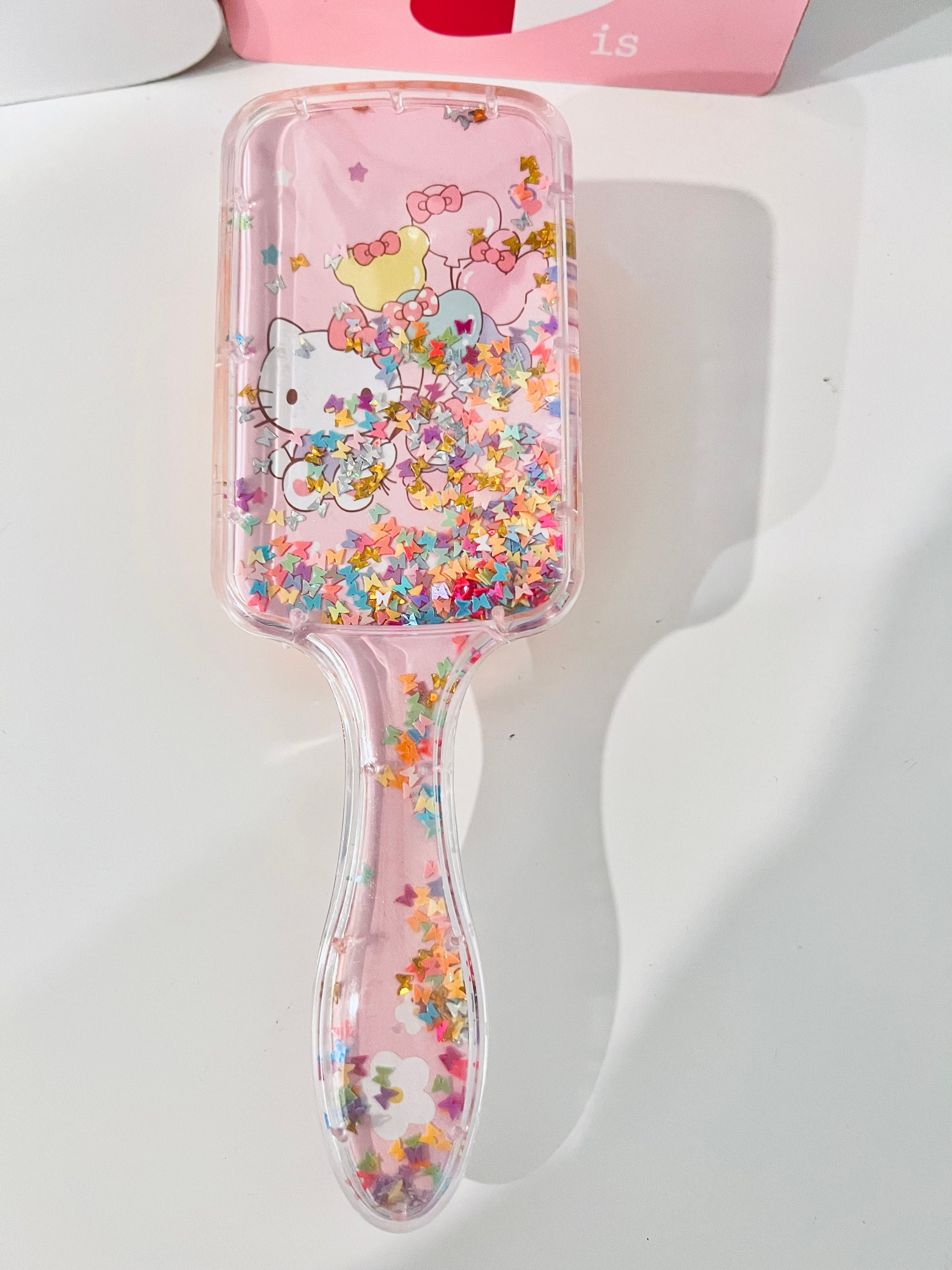 Kawaii Kitty Kids Hair Brush Girls Hair Brush With Butterflies Glitter ...