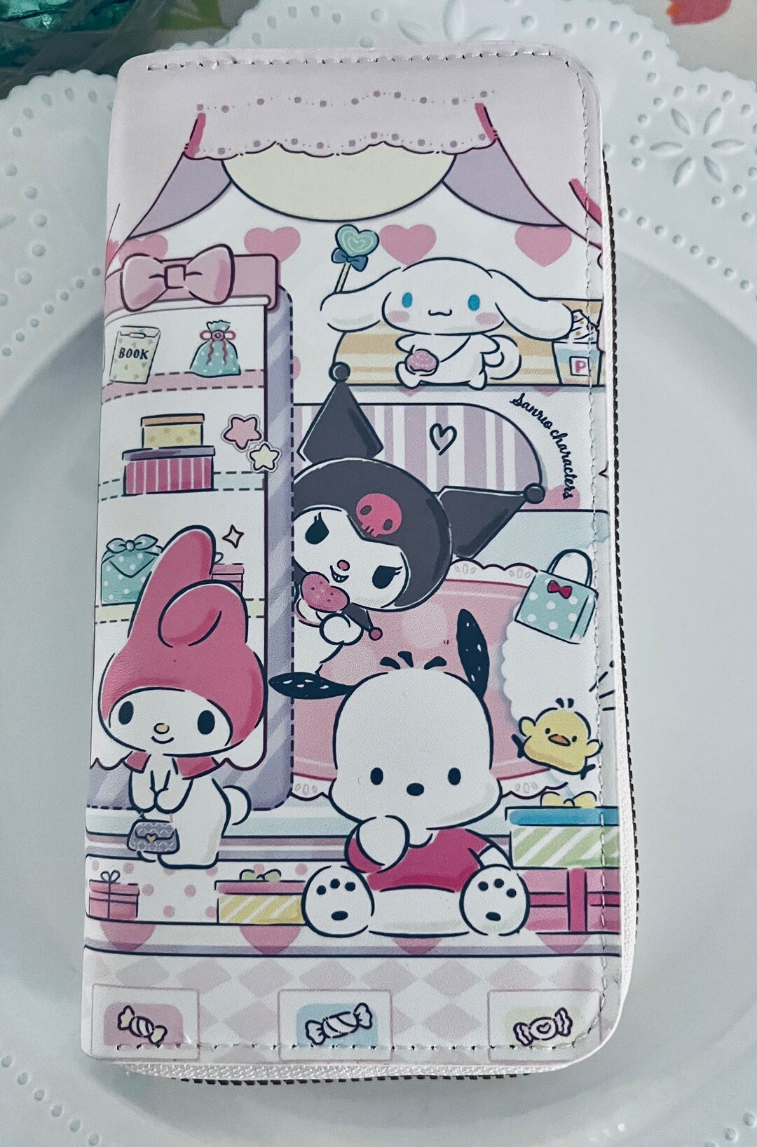 Kawaii Friends Wallet With Zipper Cute Anime Cartoon Girls Wallet - Etsy