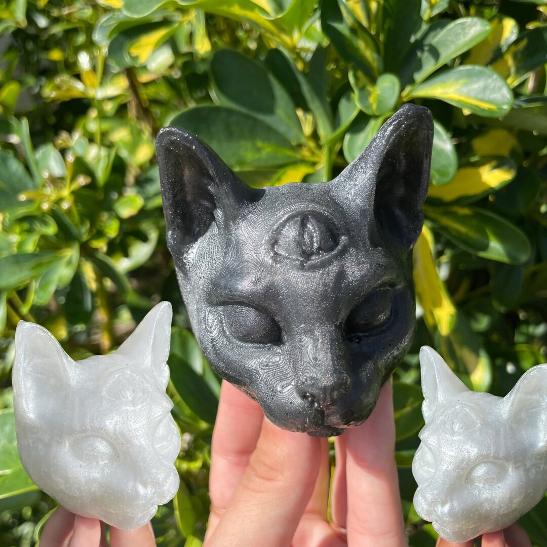 CUSTOM Spooky Third Eye Sphynx Cat Resin Statue Unique Creepy Halloween ...
