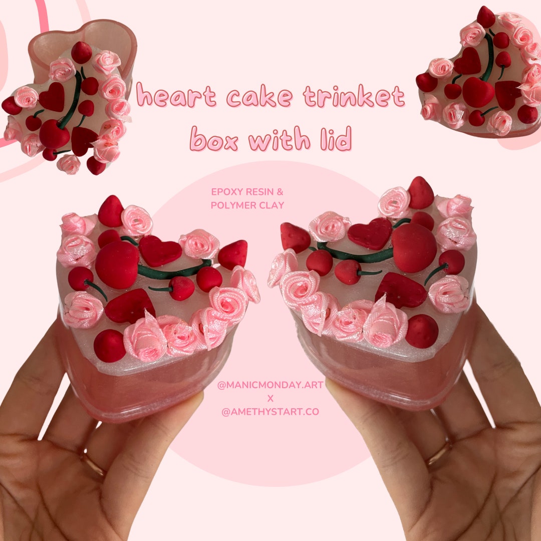 Cute Kawaii Heart Cake Cherry Dessert Trinket Stash Box With - Etsy