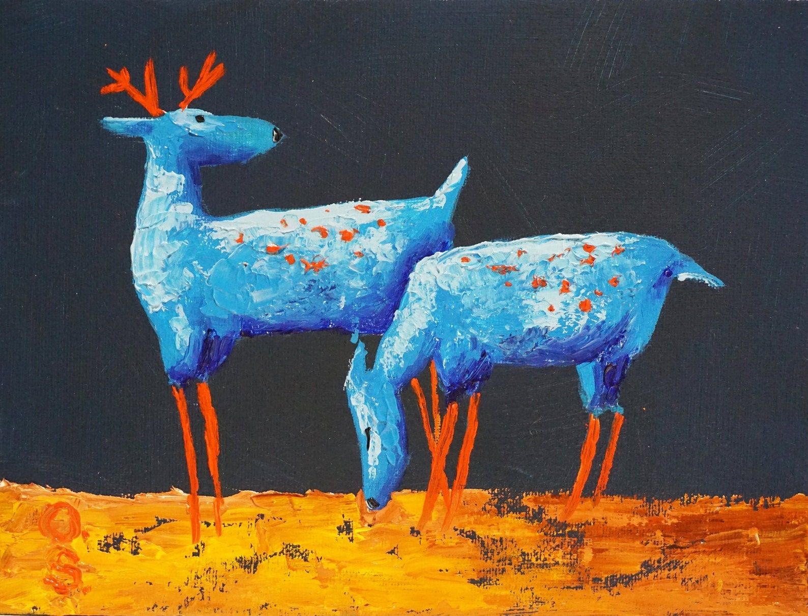 Pintura abstracta de animales sobre lienzo arte animal | Etsy