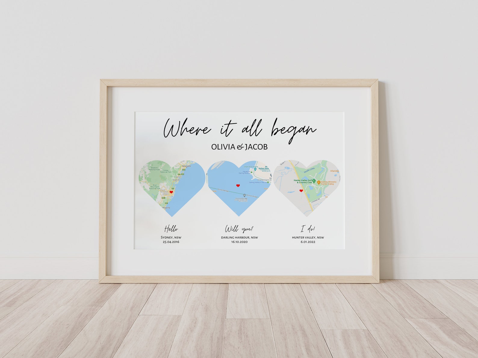 Personalised Love Story Map Print A3/A4 Framed & Unframed Print Love ...