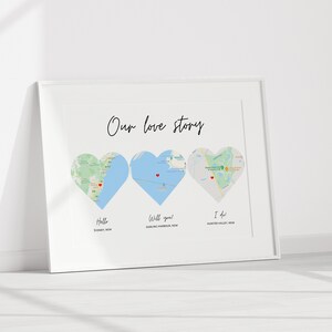 A4 Digital Download - Personalised Love Story Map | Print | Love Map ...