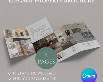 Luxury Real Estate Brochure Template | 4-page Half-fold Open House ...