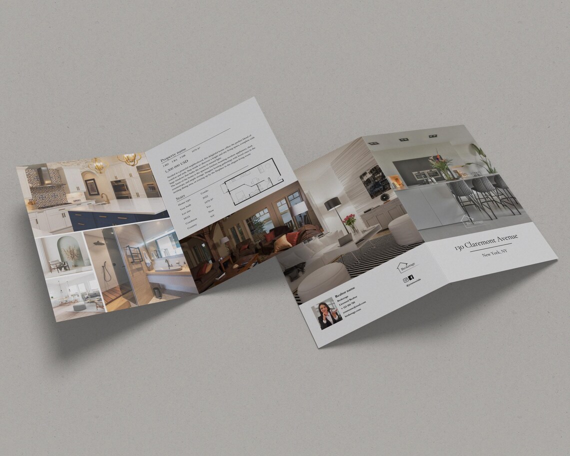 Luxury Real Estate Brochure Template 4-page Half-fold Open House ...