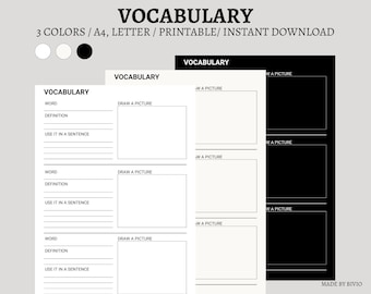 VOCABULARY WORKSHEET and Tracker List Printable Perfect - Etsy