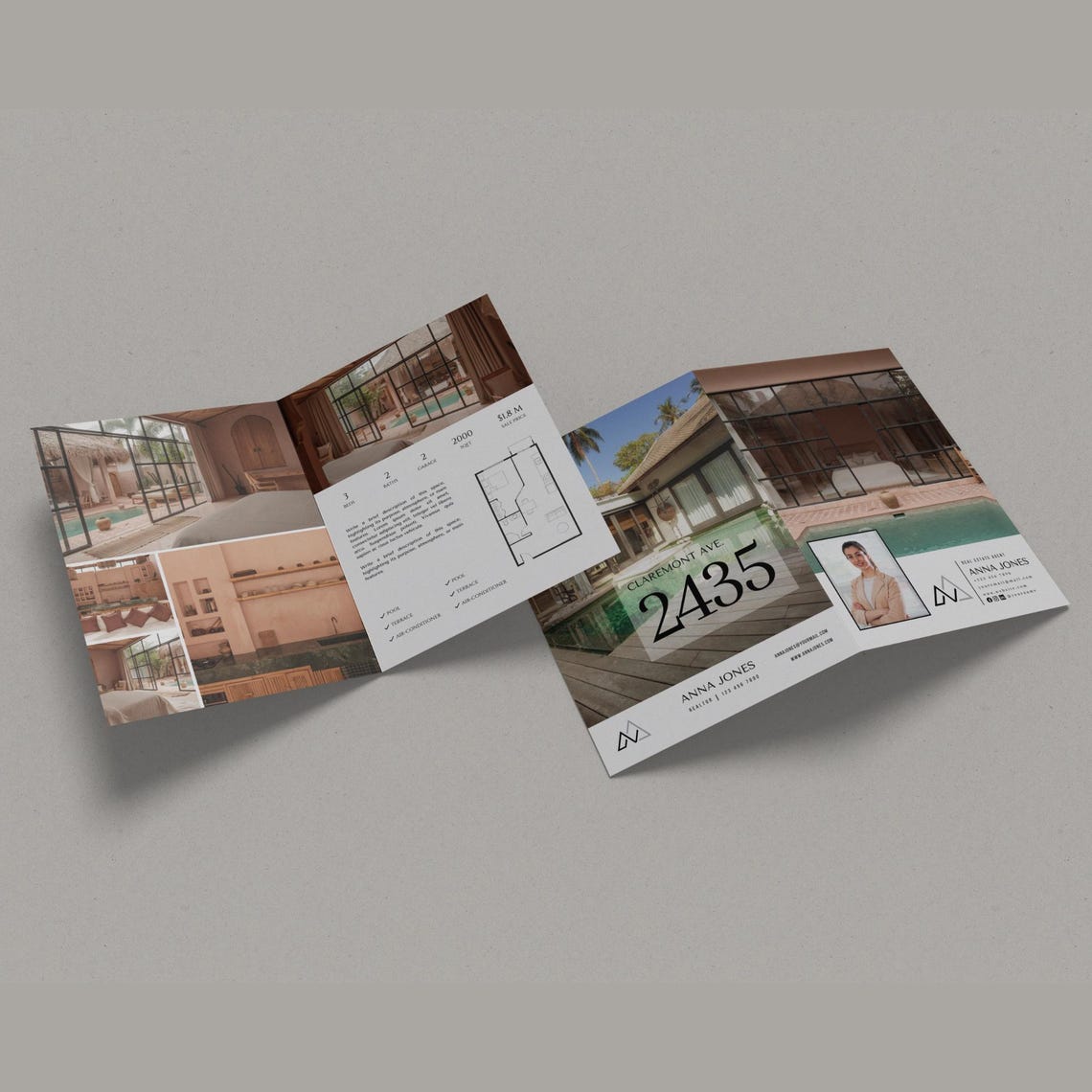Luxury Real Estate Brochure Template | 4-page Half-fold Open House ...