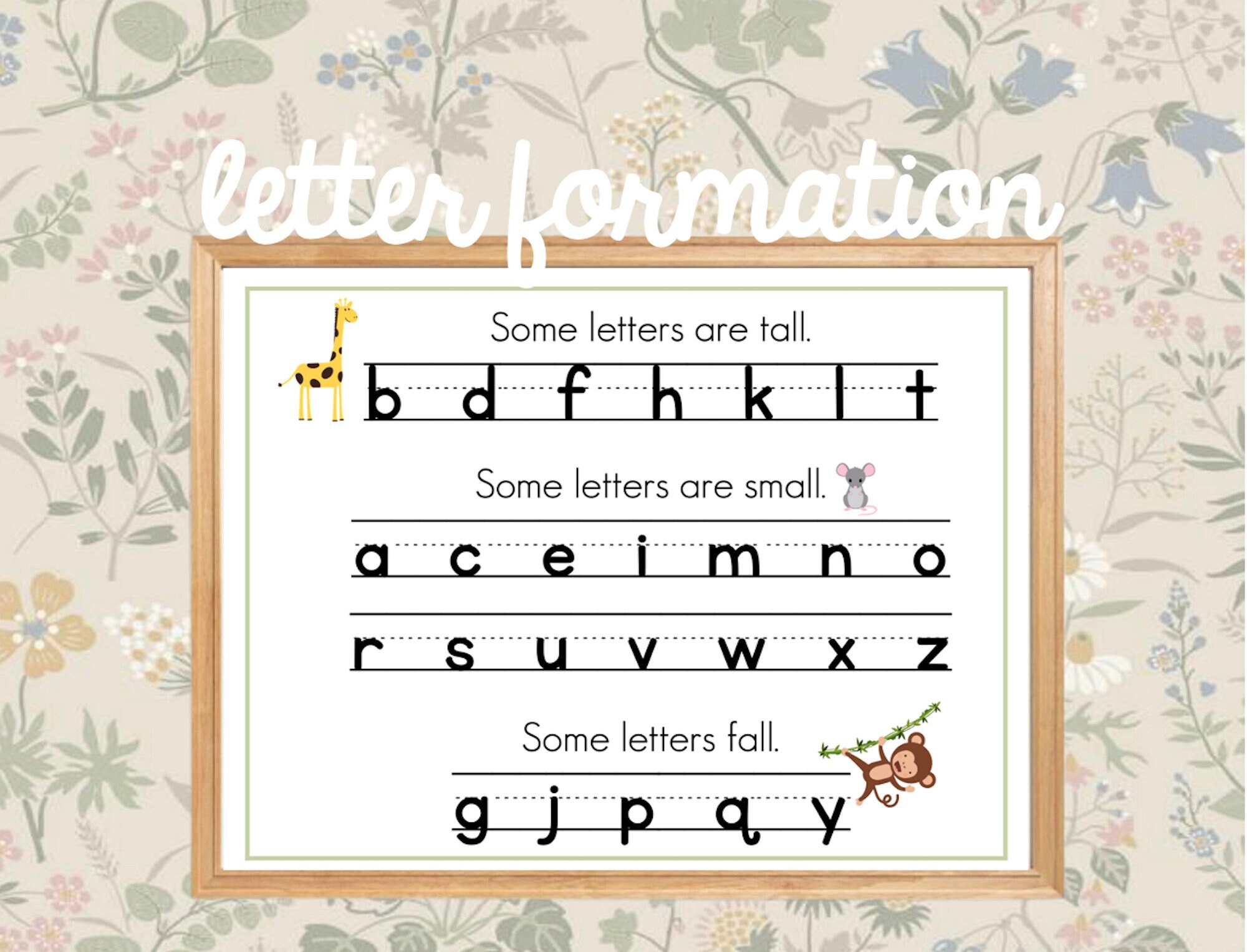 Writing Letters Poster Handwriting Helper Letter Formation Lowercase ...