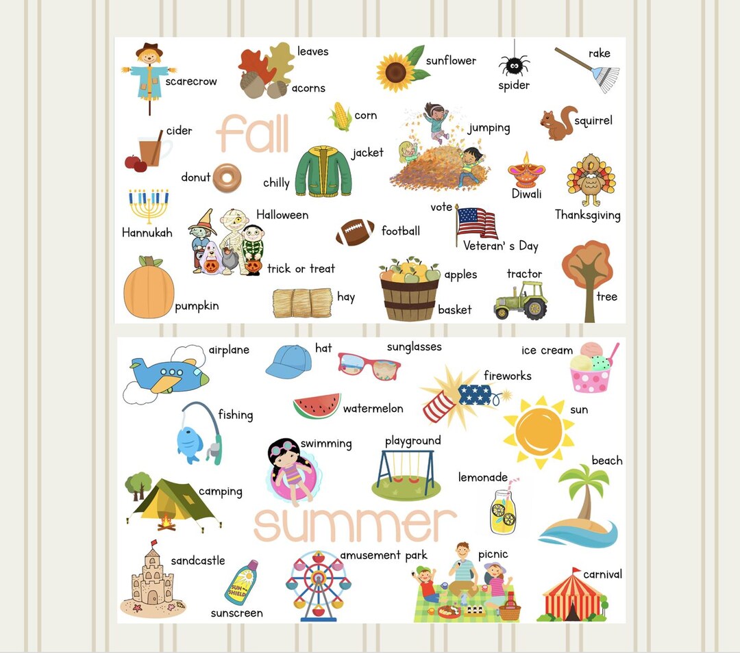 Seasonal Word Walls - Writing - Word List - Vocabulary - Seasons ...