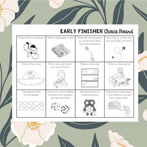 Early Finisher Choice Board - STEAM Activities - Independent Work ...