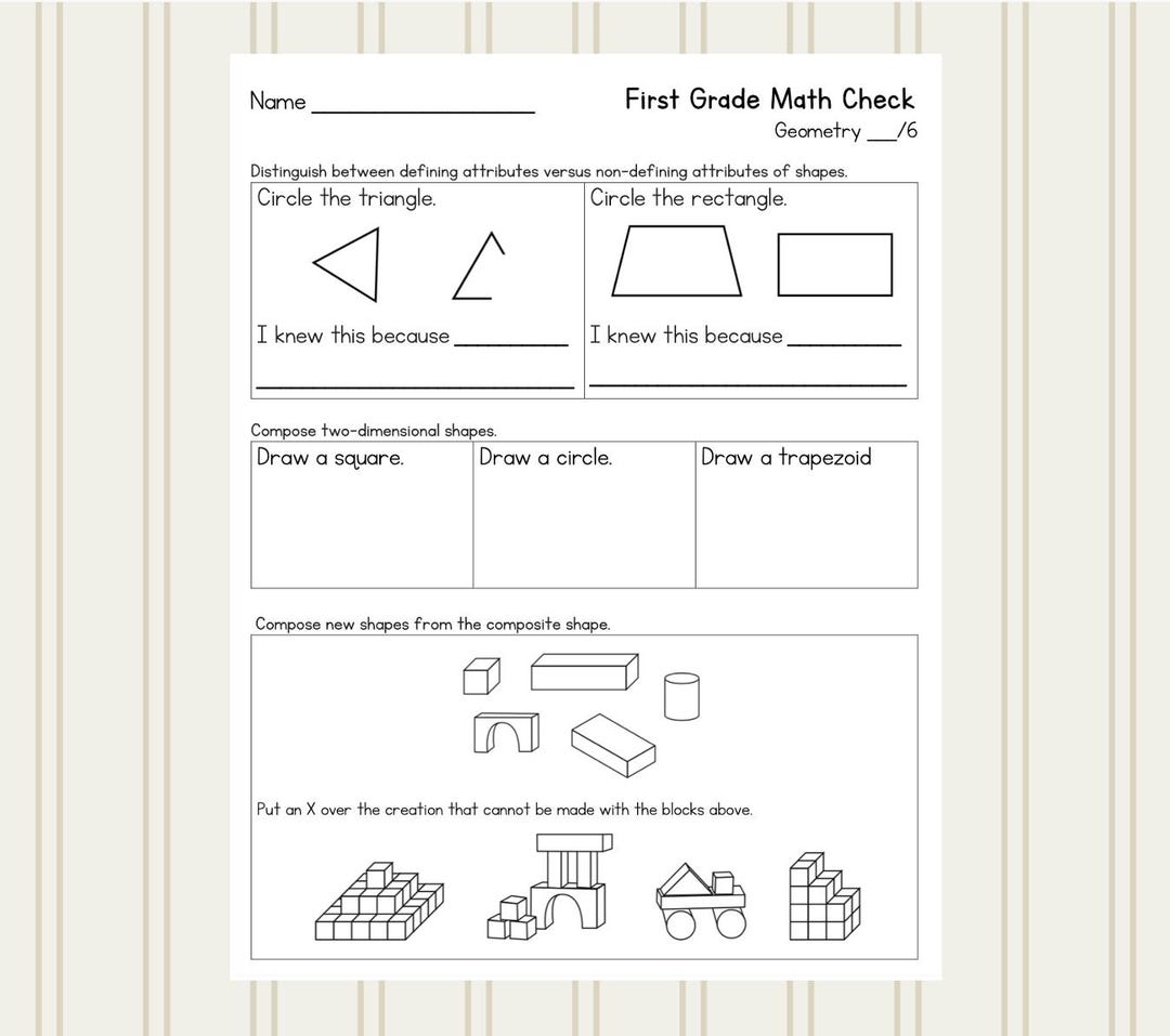 First Grade Math Assessment - Benchmark - Comprehensive - Operations ...