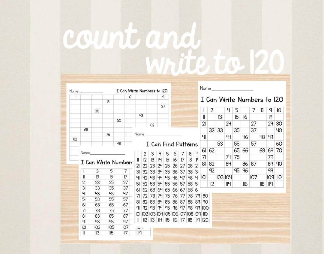 Write and Count to 120 Practice 100s Chart Poster Numbers - Etsy