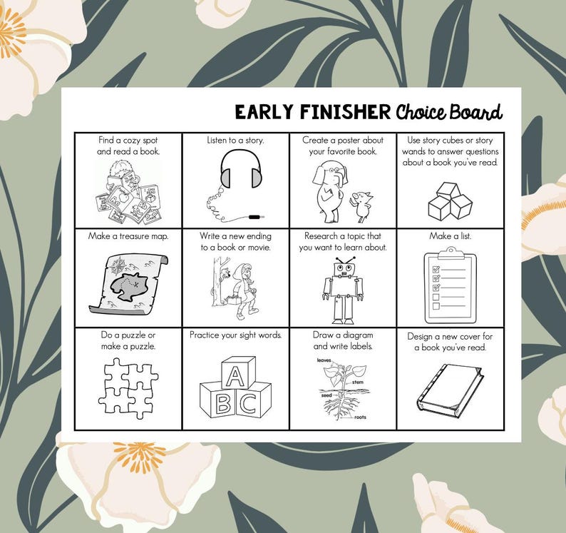 Early Finisher Choice Board - STEAM Activities - Independent Work ...