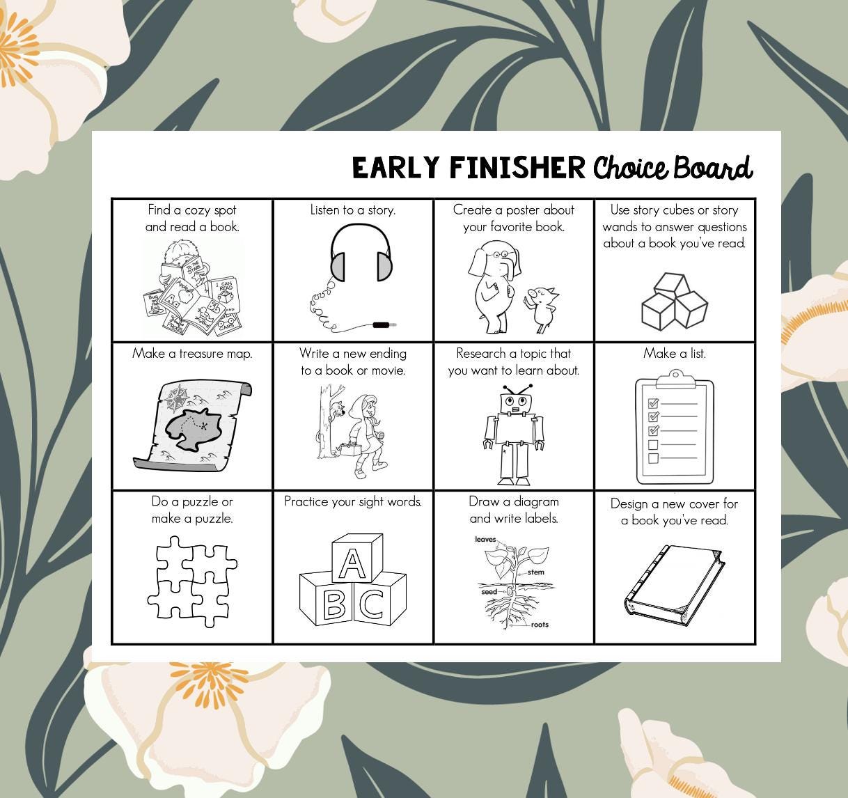 Early Finisher Choice Board - STEAM Activities - Independent Work ...