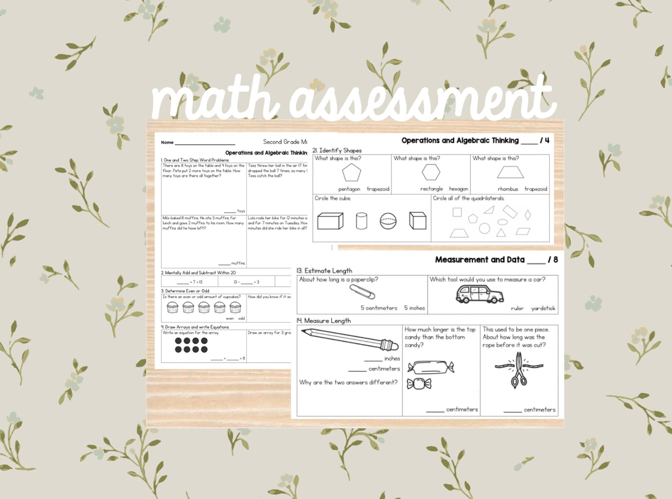 Second Grade Comprehensive Math Assessment Benchmark Full Year ...