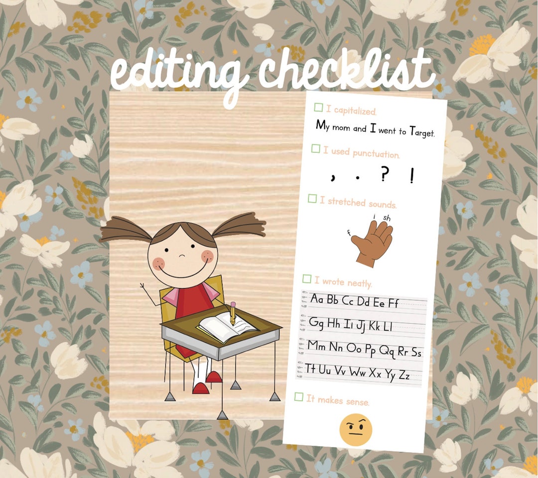 Writing Checklist Editing Rubric Self Editing Revising Elementary ...