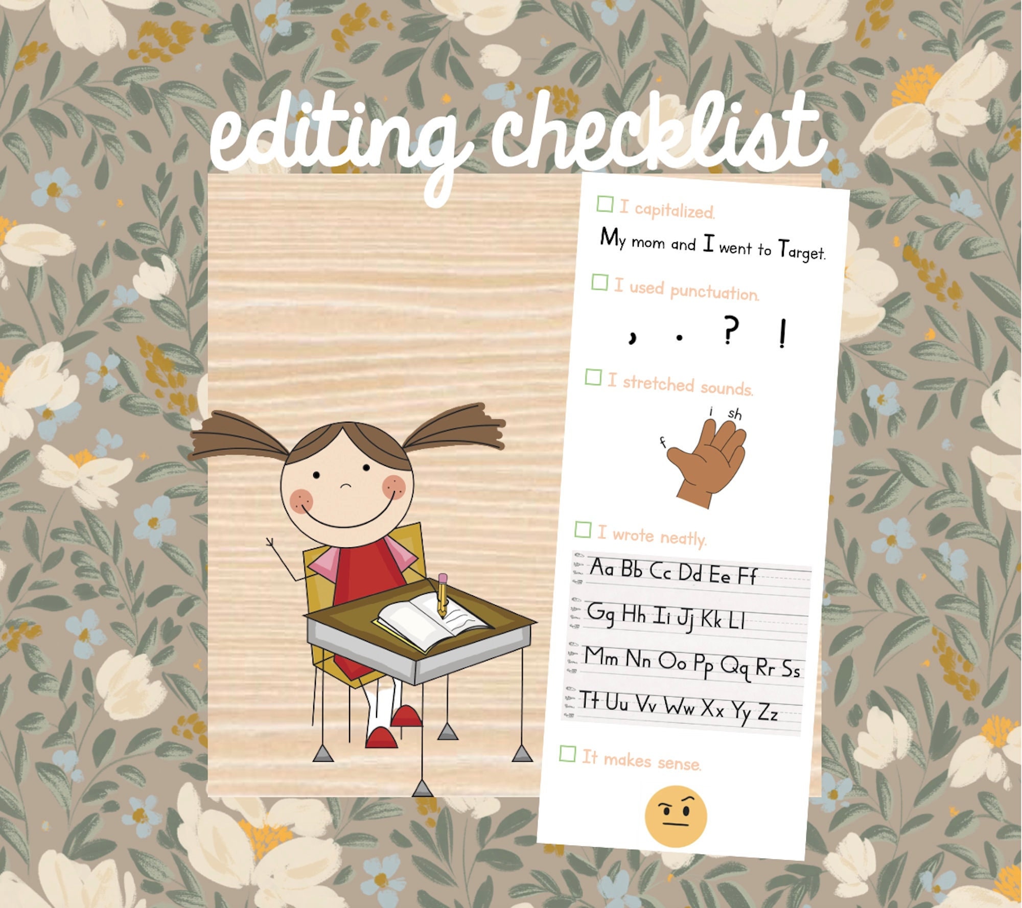 Writing Checklist Editing Rubric Self Editing Revising Elementary ...