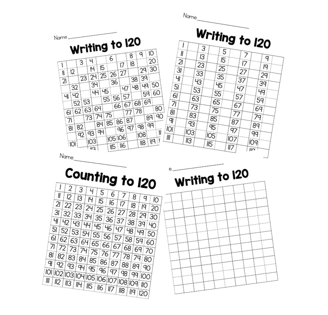 Counting to 120 Chart Practice Homeschool Pre K - Etsy