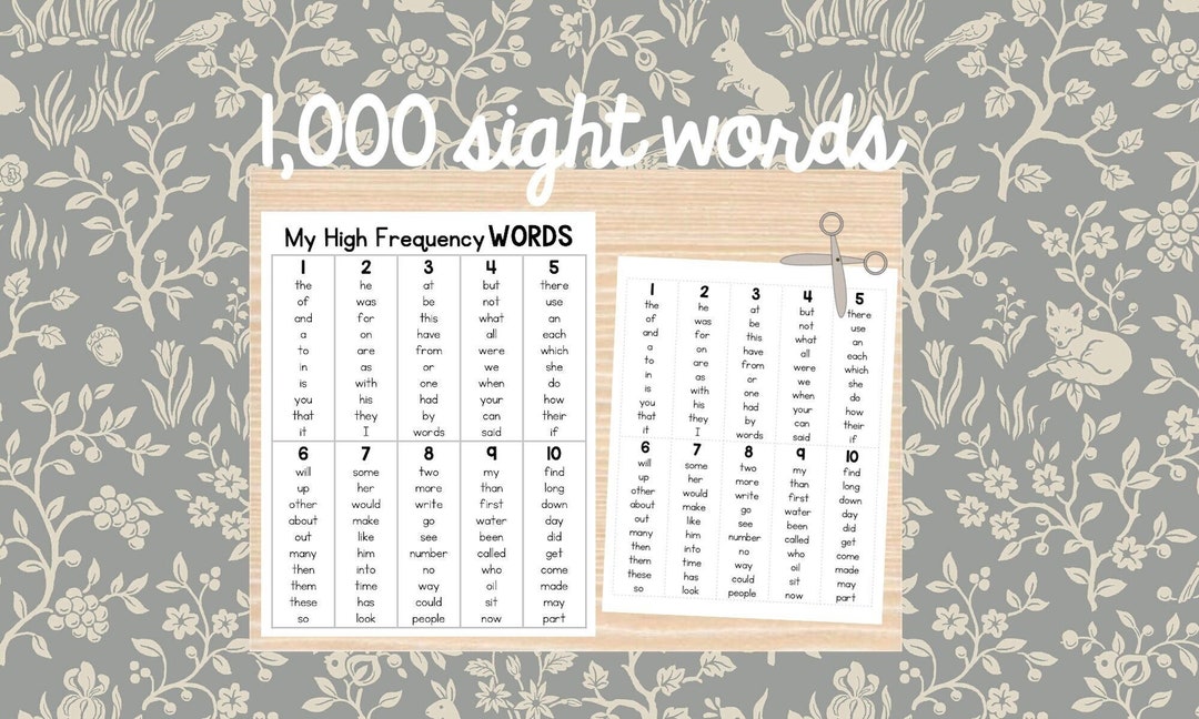1,000 High Frequency Words Fry's Spelling Words Sight Words Learning to ...