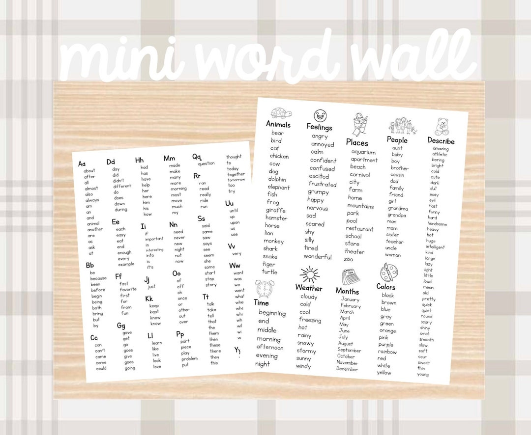 Mini Word Wall Writing Spelling List Words Sight Words Kindergarten ...