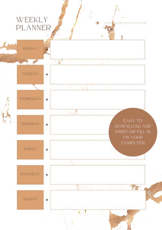 Editable and Printable Weekly Planner Printable Planner - Etsy
