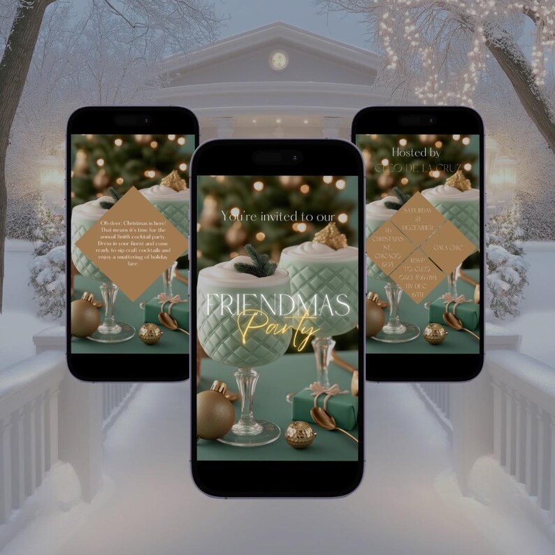 Editable Luxury Christmas Invitation | Friendmas | Phone Invite ...