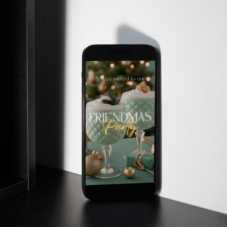 Editable Luxury Christmas Invitation | Friendmas | Phone Invite ...