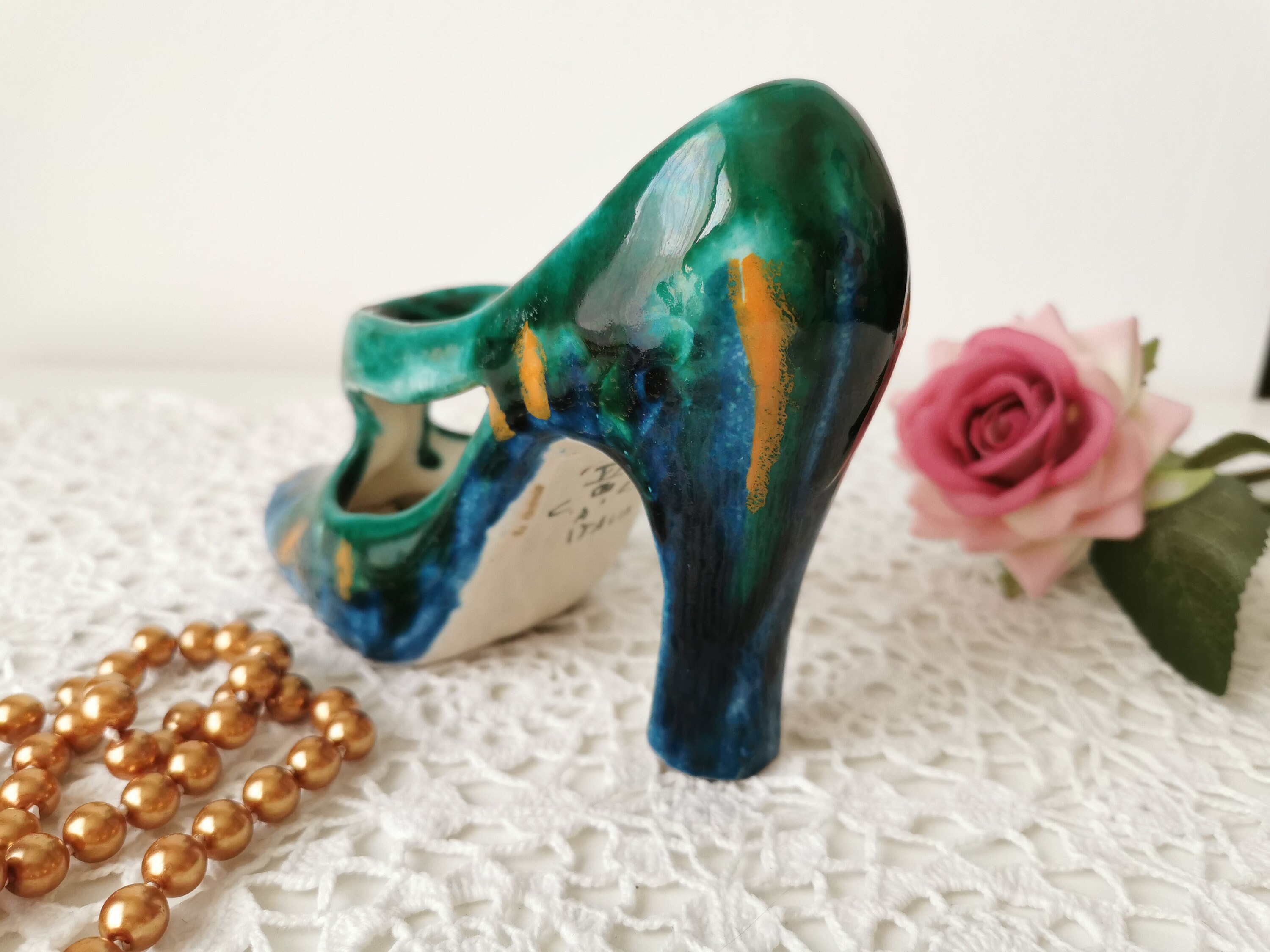 VINTAGE Princess Shoe Glazed Terracotta High Heel Shoe - Etsy
