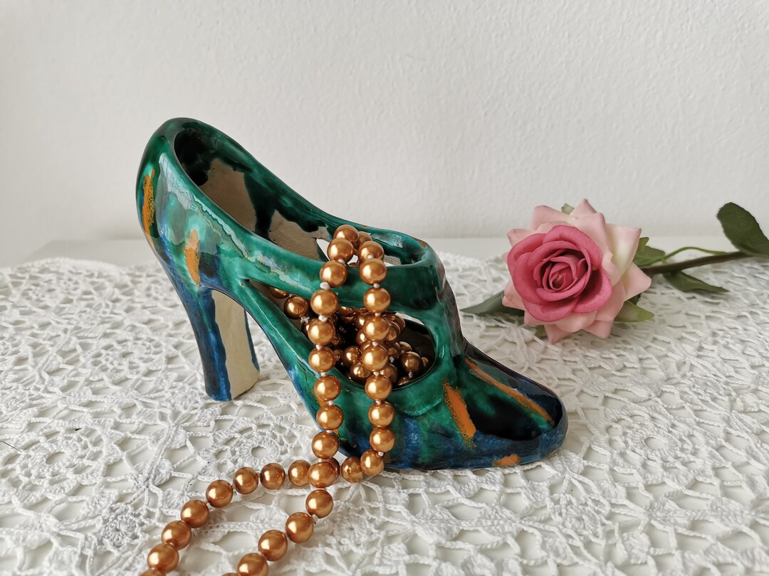 VINTAGE - Princess Shoe - Glazed Terracotta - High Heel Shoe - Jewelry ...