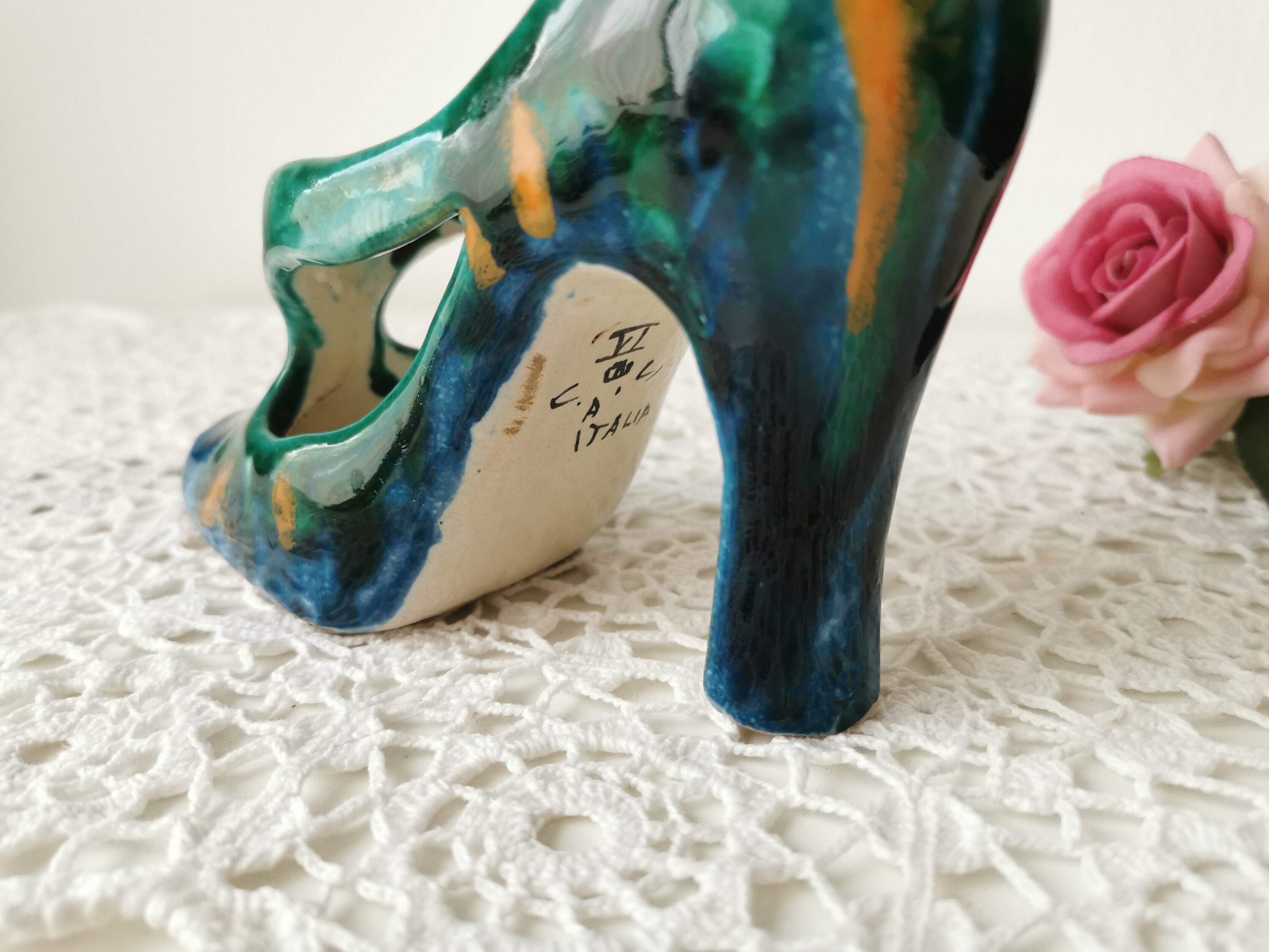 VINTAGE Princess Shoe Glazed Terracotta High Heel Shoe - Etsy