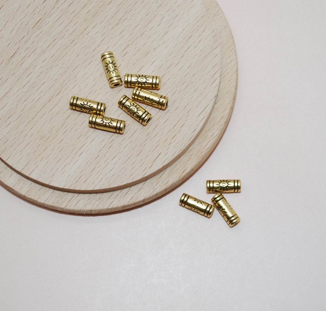 Set of 10 Golden Sun Tube Separator Beads 10mm for Jewelry - Etsy
