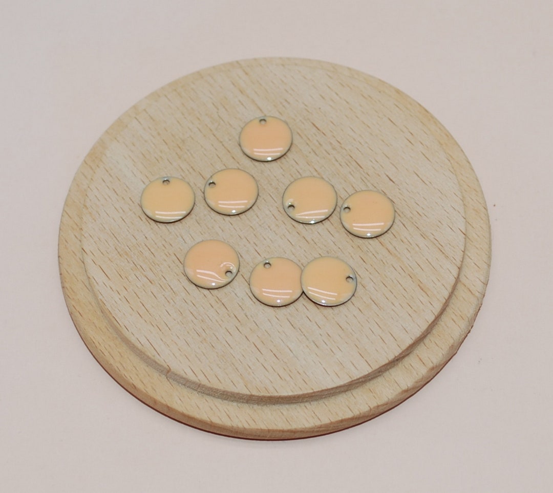 Lot of 4 Round Orange Apricot Sequin Charms in Enamel 10mm for Jewelry ...