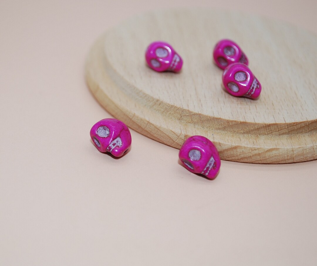 Lot of 10 Raspberry Skull Beads 10mm for Jewelry Creation - Etsy