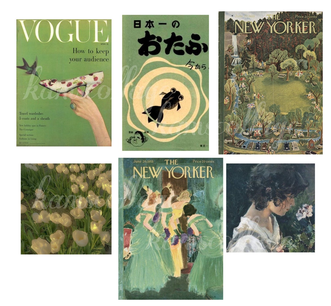 Green Aesthetic Posters Collage. Pack of 6 Images - Etsy